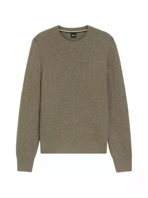 BOSS H-hitalo Herringbone Sweater - Brown