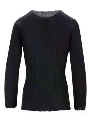 LA ROSE Ribbed Girocollo Top - Blue