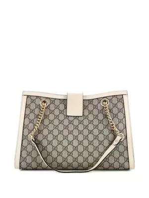 Gucci Padlock Chain Gg Coated Canvas Medium Tote Bag - Brown