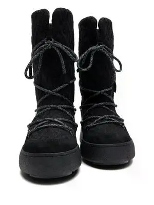 Moon Boot Knit-upper Lace-up Boots - Black