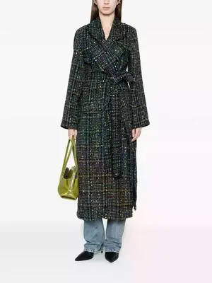 MIAU BY CLARA ROTESCU Ruffled Tweed Coat