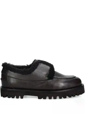 LE SILLA Shearling Lug-sole Lace-up Shoes - Brown