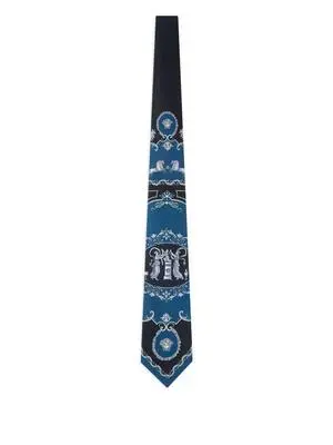 Versace Printed Silk Neck Tie - Blue
