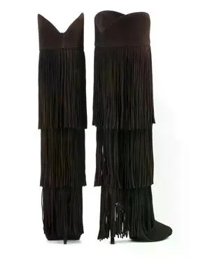 LE SILLA 120mm Andy Fringed Boots - Brown