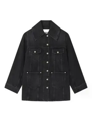 GANNI Buttoned Denim Jacket - Black
