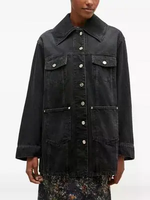 GANNI Buttoned Denim Jacket - Black