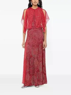Rabanne Embroidered Satin Skirt With Pearl Detailing