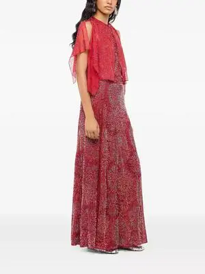Rabanne Embroidered Satin Skirt With Pearl Detailing
