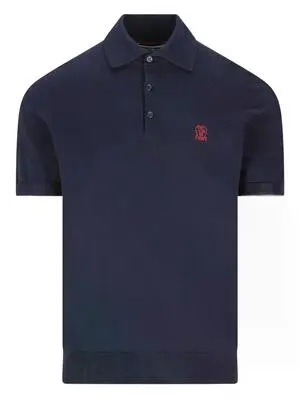 Brunello Cucinelli Embroidered-logo Polo Shirt - Blue