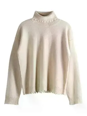 UMA WANG High Neck Frayed Sweater