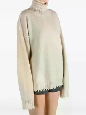 UMA WANG High Neck Frayed Sweater
