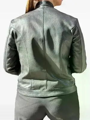 LA ROSE Zip Leather Jacket - Black