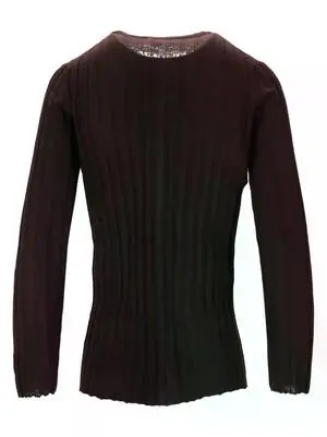 LA ROSE Ribbed Button Cardigan - Brown