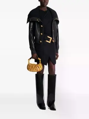 Balmain Button Jacket With Knit-collar - Black