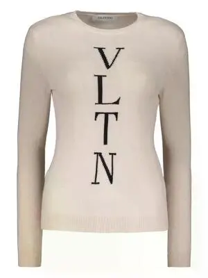 Valentino Garavani Intarsia-knit Logo Sweater - Neutrals