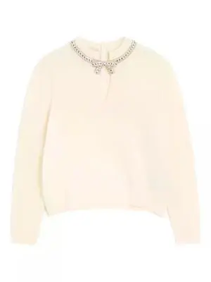 Valentino Garavani Embroidered Wool Jumper - Neutrals