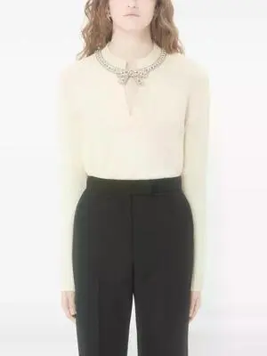 Valentino Garavani Embroidered Wool Jumper - Neutrals