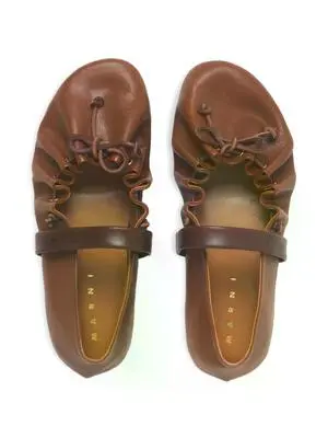 Marni Leather Mary Jane Soft Ballerinas - Brown