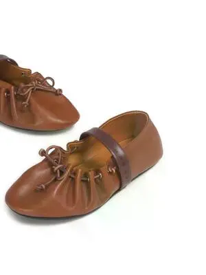Marni Leather Mary Jane Soft Ballerinas - Brown