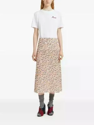 Marni Floral-print Midi Skirt - Neutrals