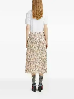 Marni Floral-print Midi Skirt - Neutrals