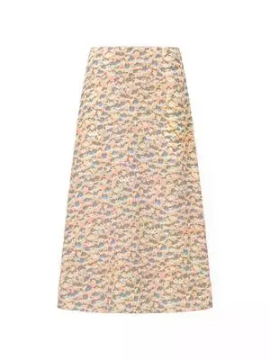 Marni Floral-print Midi Skirt - Neutrals