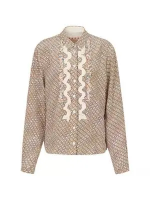 Marni Printed Silk Crêpe De Chine Shirt - Brown