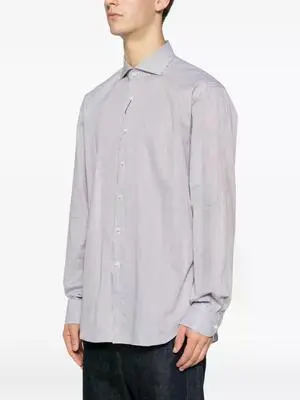 DELL'OGLIO Striped Button Shirt - Brown