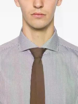 DELL'OGLIO Striped Button Shirt - Brown