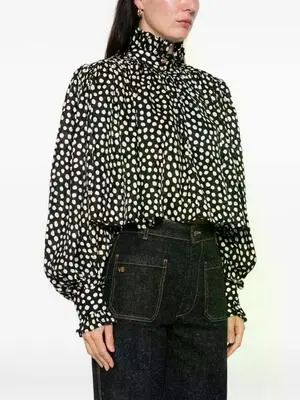 Chloé Ruffled-collar Polka-dot Blouse - Black