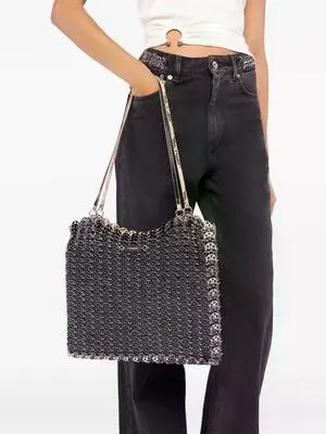 Rabanne 1969 Flip Python-effect Bag - Silver