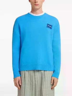 Marni Logo-patch Crew-neck Sweater - Blue