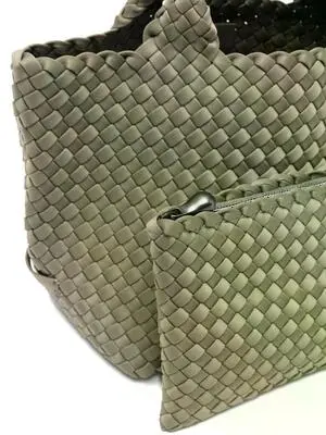 NAGHEDI Small Woven Tote Bag - Green