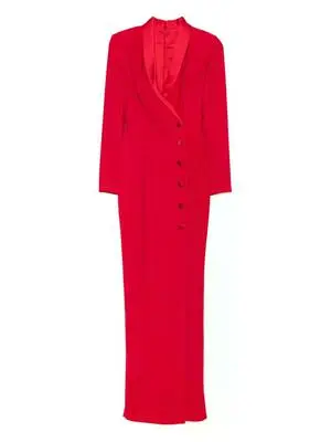 SILK LOVE & LACE Button Detailed Maxi Dress - Red