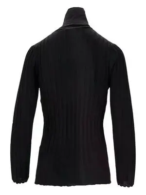 LA ROSE High-neck Ribbed Knit Top - Black