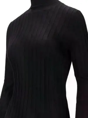 LA ROSE High-neck Ribbed Knit Top - Black