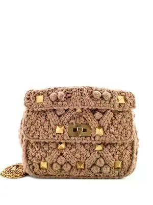 Valentino Garavani Roman Stud Quilted Knit Flap Bag