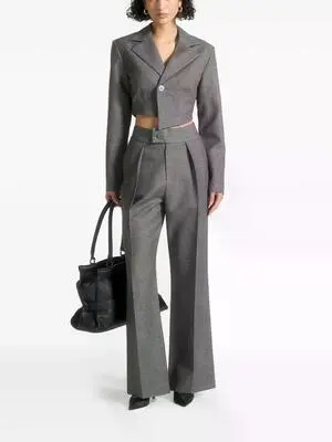 Manière De Voir Asymmetric Tailored Cropped Blazer - Grey