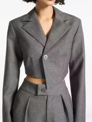 Manière De Voir Asymmetric Tailored Cropped Blazer - Grey