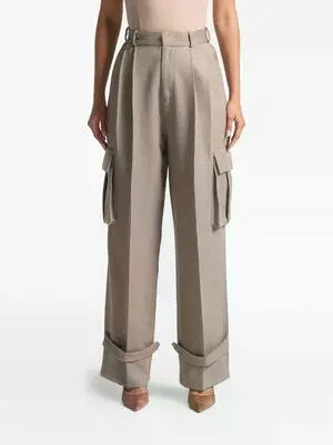 Manière De Voir Tailored Pleated Cargo Trousers - Neutrals