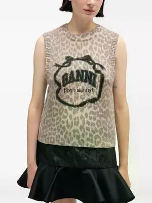 GANNI Leopard-print Sleeveless Vest