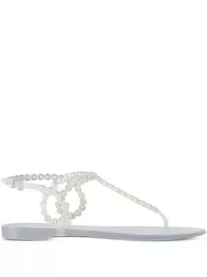 AQUAZZURA Almost Bare Embellished Flip Flops