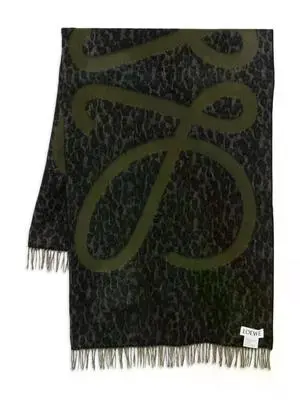 Loewe Logo-detail Fringed Scarf - Green