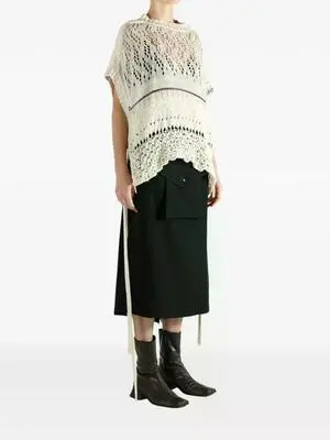 Y’s Tie-detail Open Knit Top