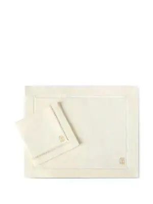 Brunello Cucinelli Logo-embroidered Placemat And Napkin - Neutrals
