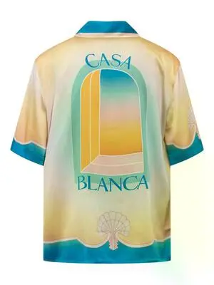 Casablanca Cuban-collar Satin Shirt - Neutrals