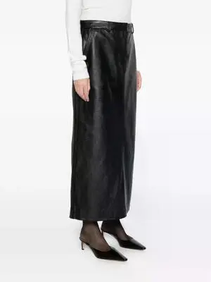 TOTEME Grained Leather Straight Maxi Skirt