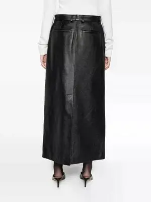TOTEME Grained Leather Straight Maxi Skirt