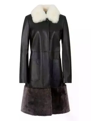 Marni Leather Coat With Shearling Hem