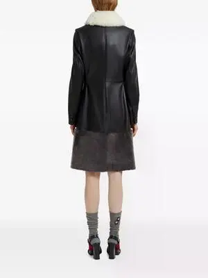 Marni Leather Coat With Shearling Hem
